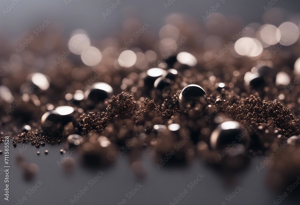 Ironsand particles standing in magnetic field high magnification macro ...