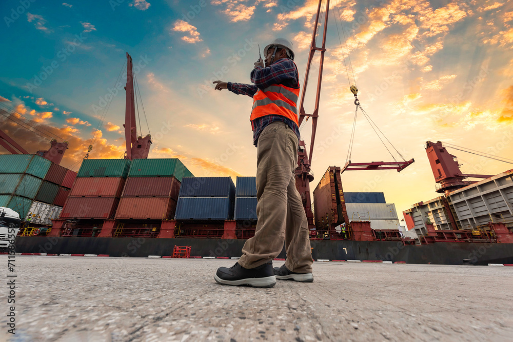 Quality Control Officer inspecting warehouses at containers yard for ...