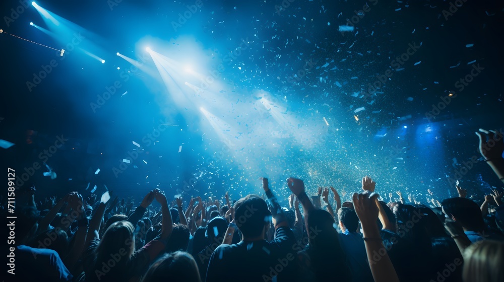 live, rock concert, party, festival night club crowd cheering, stage ...