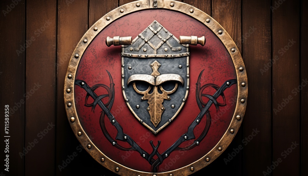 Weathered viking shield intricate wood grain and battle scars for ...