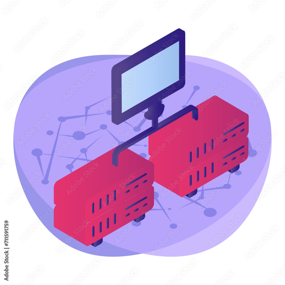 Data Processing Application Software Isometric Concept High Throughput Computing Vector Icon