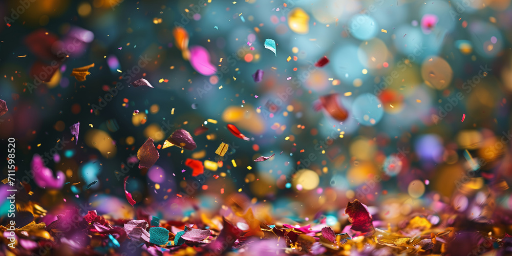 Colorful confetti falling randomly. dark background with explosion particles Stock Photo | Adobe ...