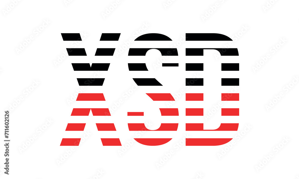 XSD three initial letter iconic line negative space minimal logo design ...