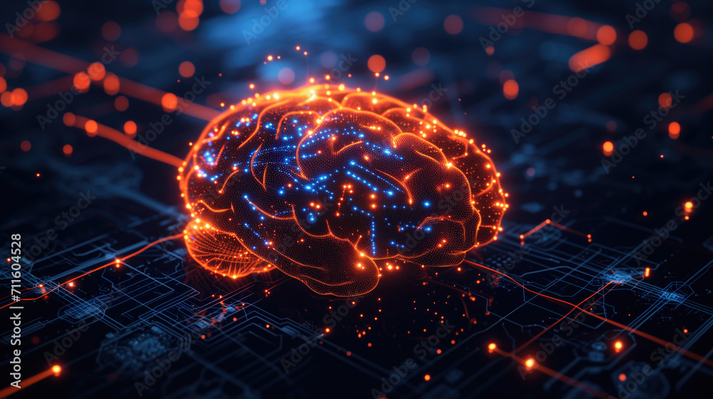 Vibrant Human Brain Neural Network Concept Colorful digital ...