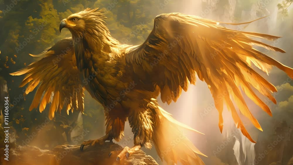 Its wings spread out in a display of strength, the griffin stood tall ...