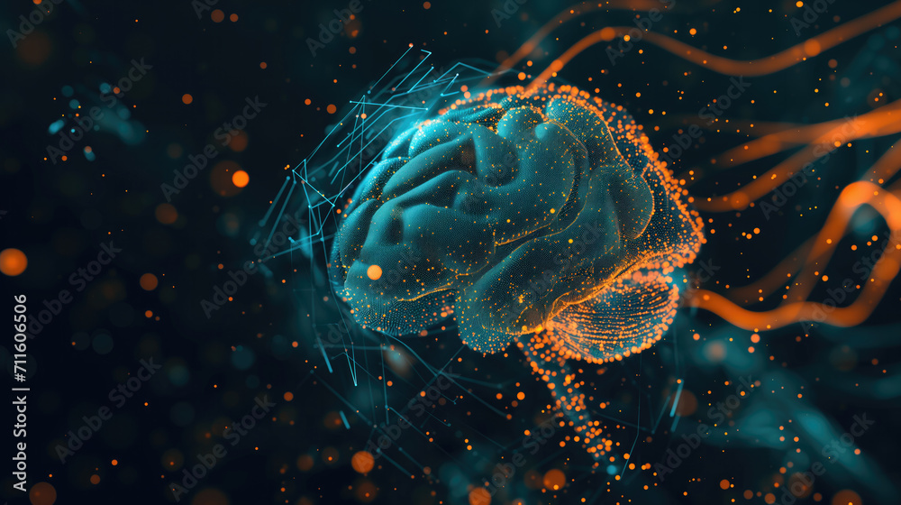 Vibrant Human Brain Neural Network Concept Colorful digital ...