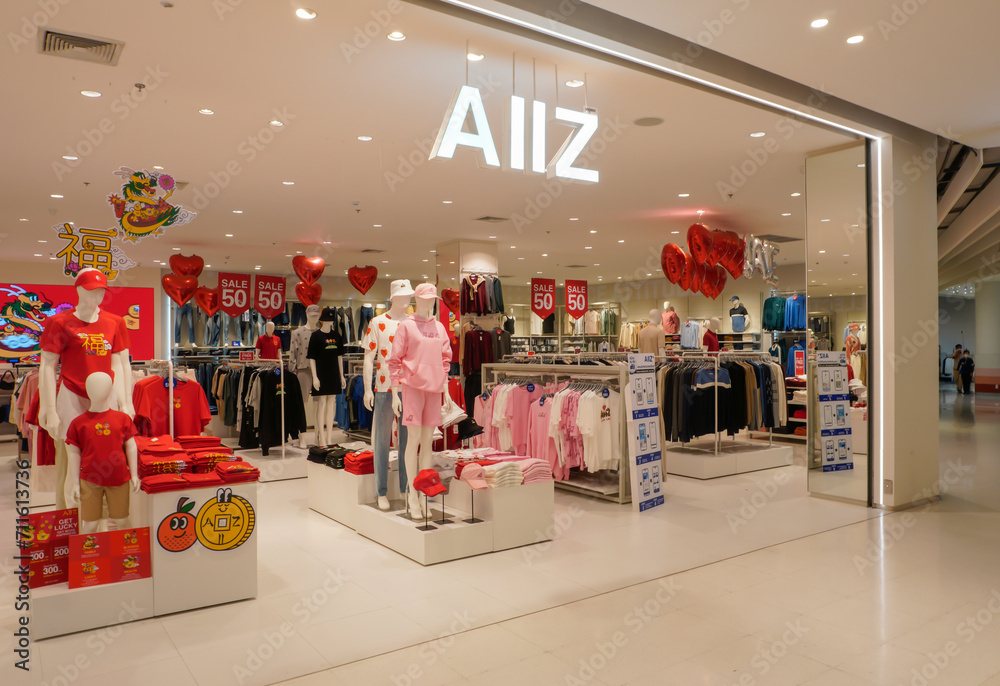 Bangkok, Thailand 18 January 2024 AIIZ logo and stores available throughout Thailand with a ...