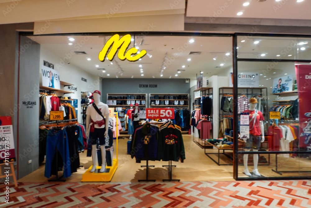 Bangkok, Thailand, January 18, 2024, mc Jeans logo and various stores ...