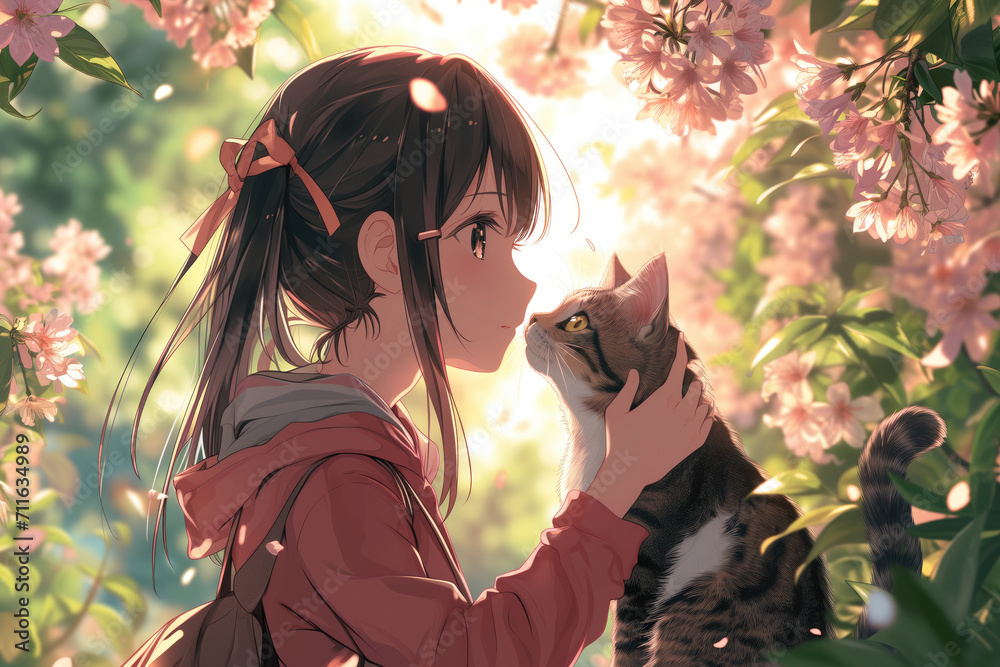 Heartwarming Connection Between An Anime Girl And Her Playful Cat ...