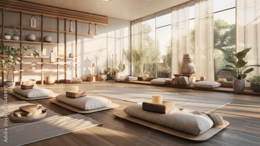 Interior view of women's beauty reflexology massage studio room, self ...