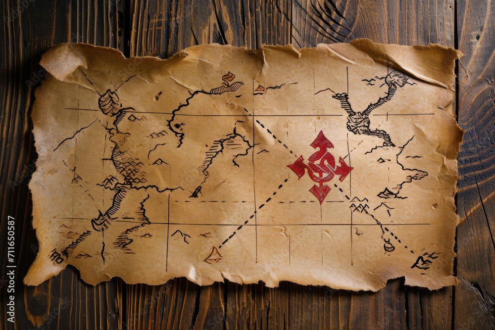 prominent red X marks a specific location on the map as a typical ...