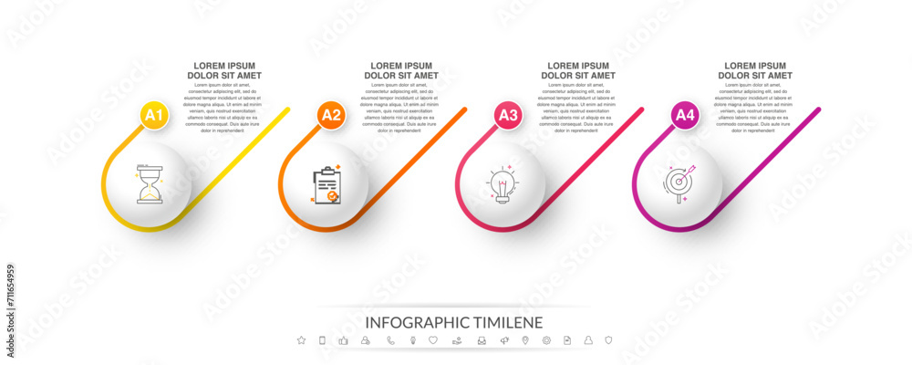 Modern infographics vector template. Cyclic infographic with four ...