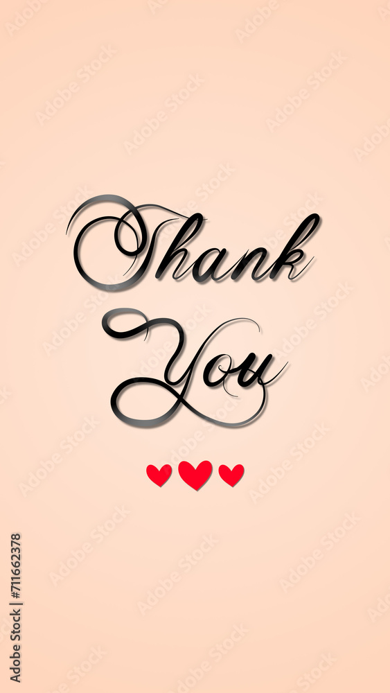 vertical thank you text calligraphy on gradient background, hand drawn ...