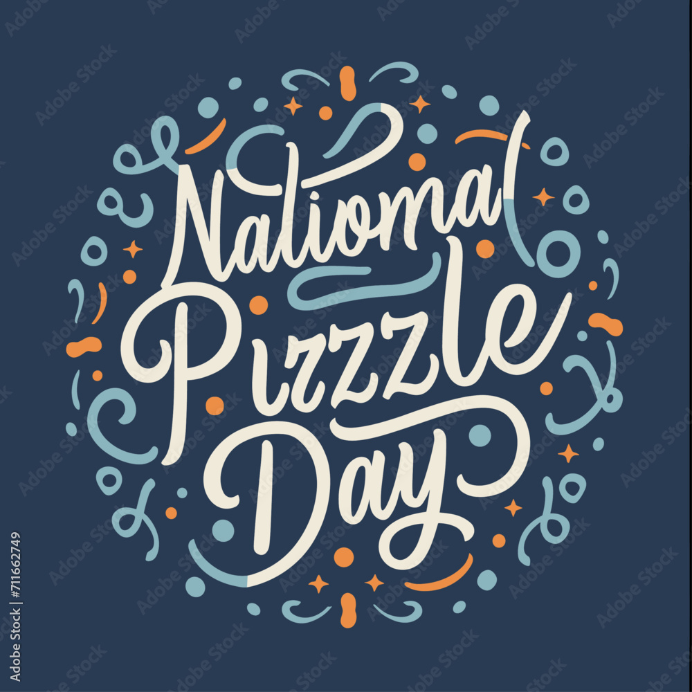 national puzzle day typography , national puzzle day calligraphy ...