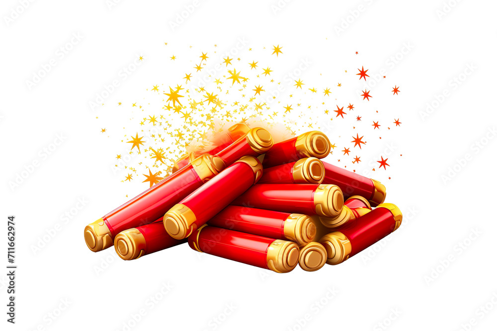 3D Cute colorful firecrackers lunar new year illustration, white ...