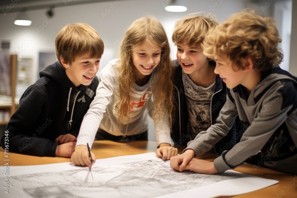 The hyper realistic picture three to four Czech children, aged between ...