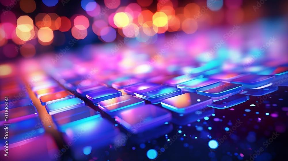 Blurred bokeh effect with binary code and computer circuitry for technology background design ...