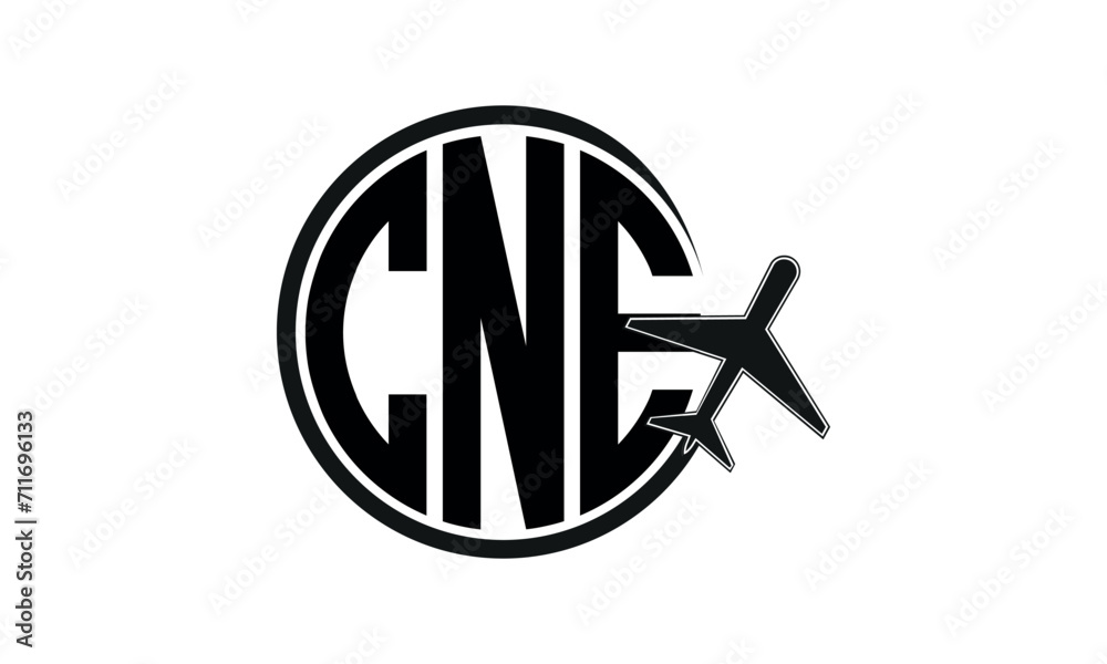 CNE three initial letter circle tour & travel agency logo design vector ...