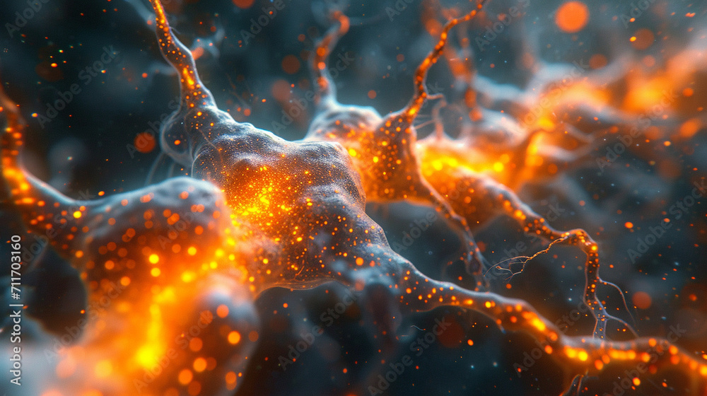 A captivating visualization of nerve cells interacting within the ...
