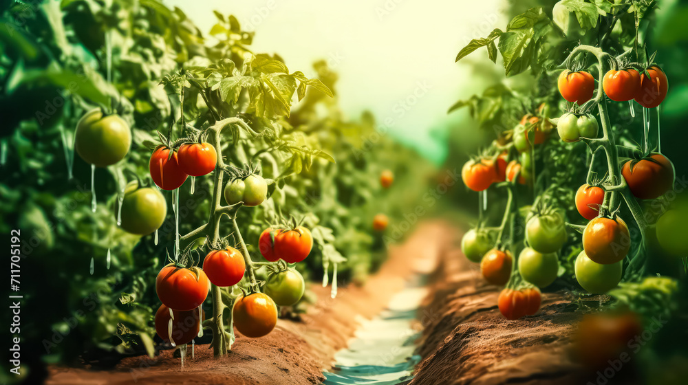 Experience the beauty of tomatoes flourishing on a farm, basking in the ...