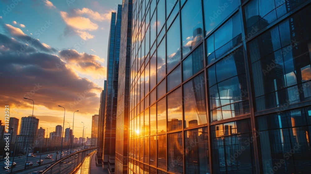 Modern office building or business center. High-rise window buildings ...