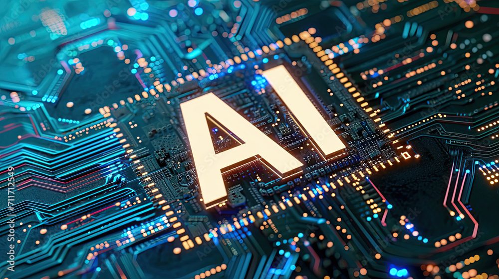 AI gold bold shinny text, artificial intelligence on a blue and gold ...