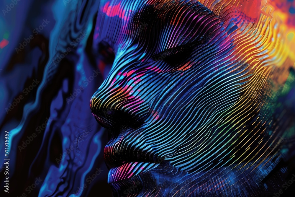 Pop Art Illustration of a Face show Colorful Data Visualization created ...