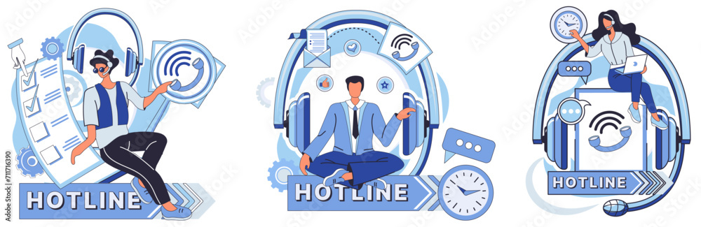 Hotline vector illustration. The online hotline bridges gap, offering ...