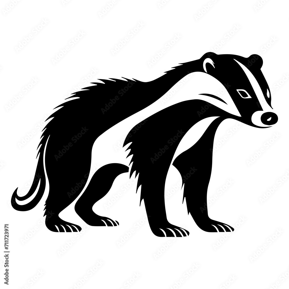 badger standing black silhouette logo svg vector, badger icon ...