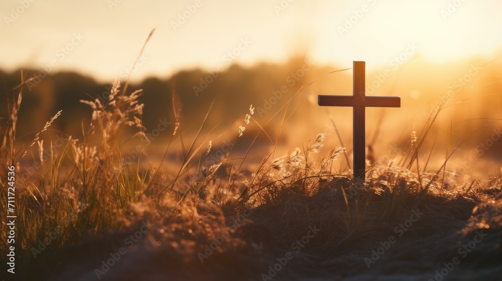 Silhouette jesus christ crucifix on cross on calvary sunset background ...