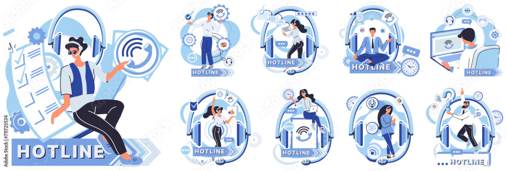 Hotline vector illustration. In vast cyberspace, our hotline concept ...