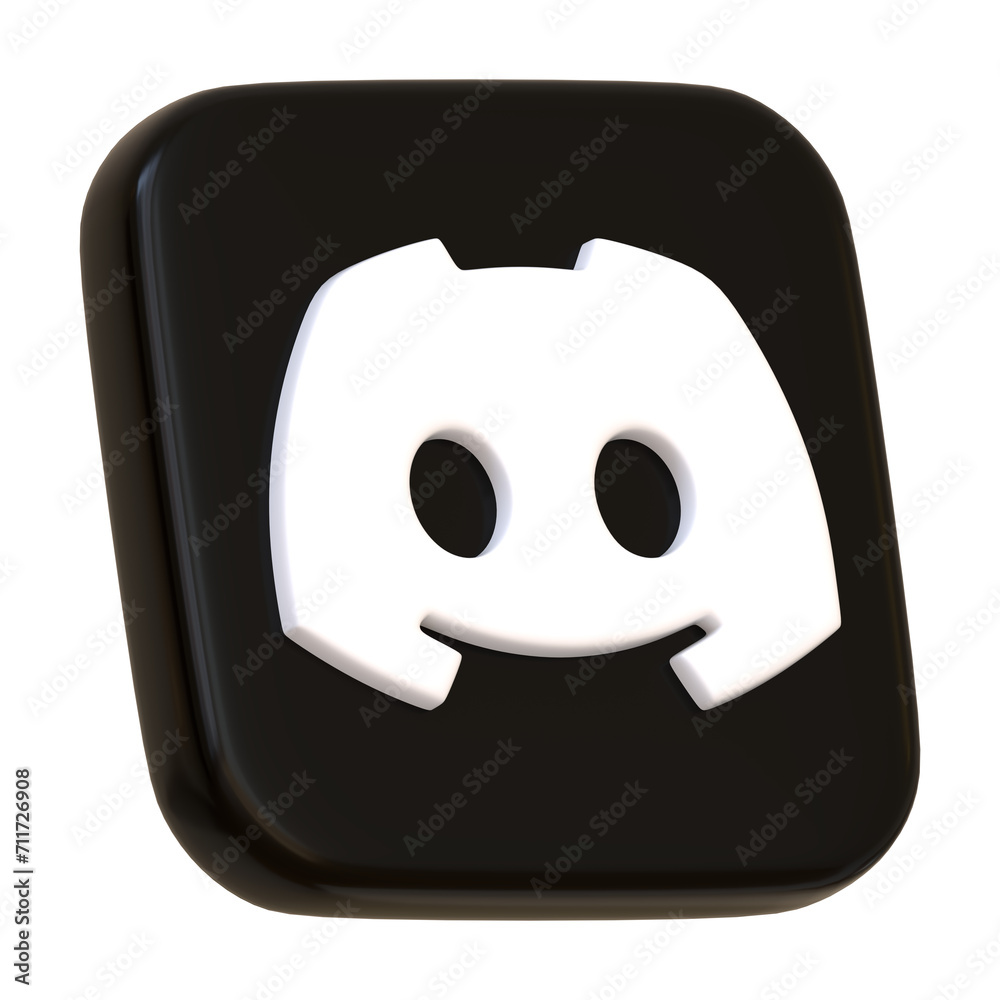 Black volumetric Discord icon isolated on white background. Social ...