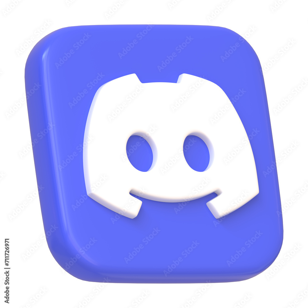 Purple volumetric Discord icon isolated on white background. Social ...