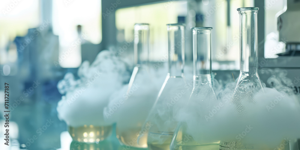 Glass test tube with a smoking liquid. Vaporizing liquids in a ...