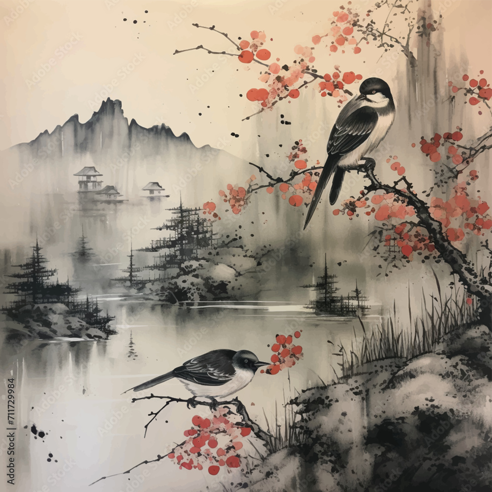 Woodblock artwork acrylic ink art radha krishna painting japanese spot ...