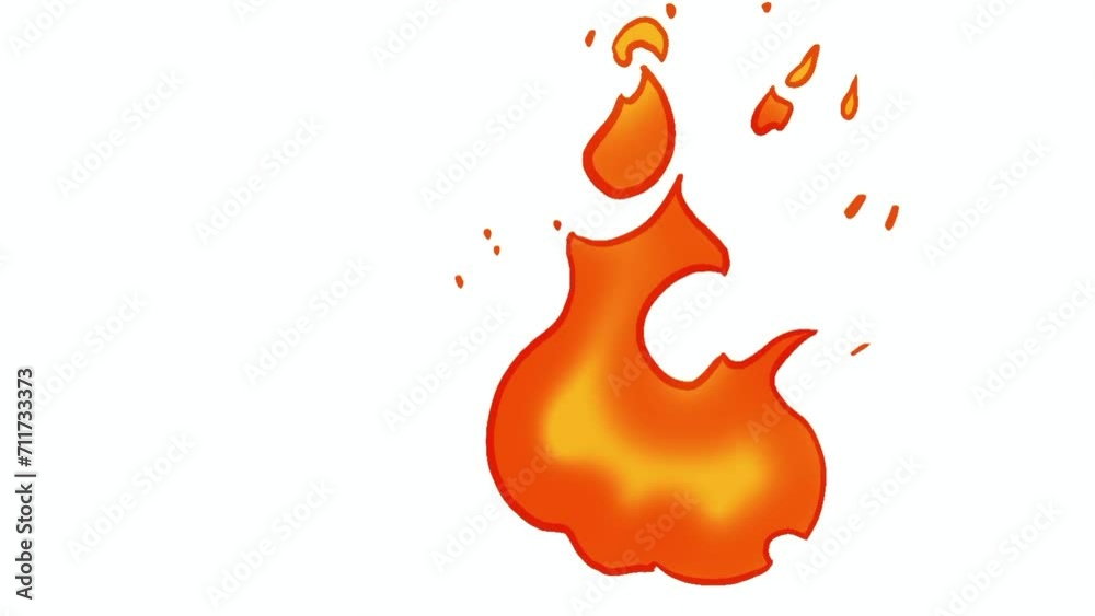 Hand drawn fire flames dancing and swaying in the wind isolated on ...