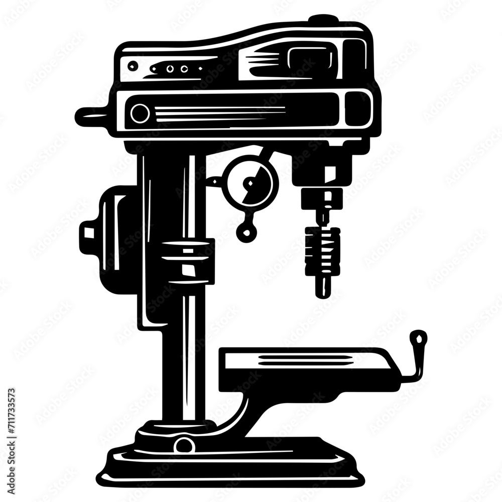 drill press icon illustration, drill press black silhouette logo svg ...