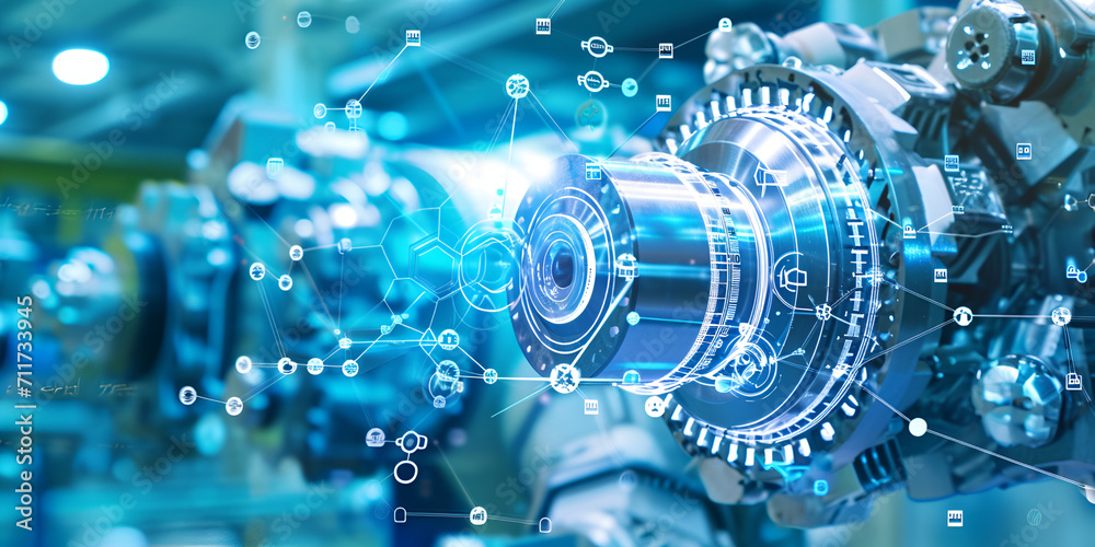 Futuristic gear hologram, components of futuristic vehicles, mechanical ...