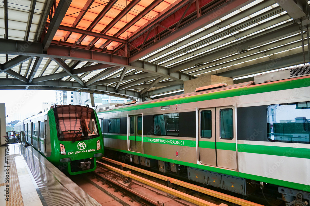 Hanoi, Vietnam - 01.15.2024: Hanoi Metro train and platform in Vietnam ...