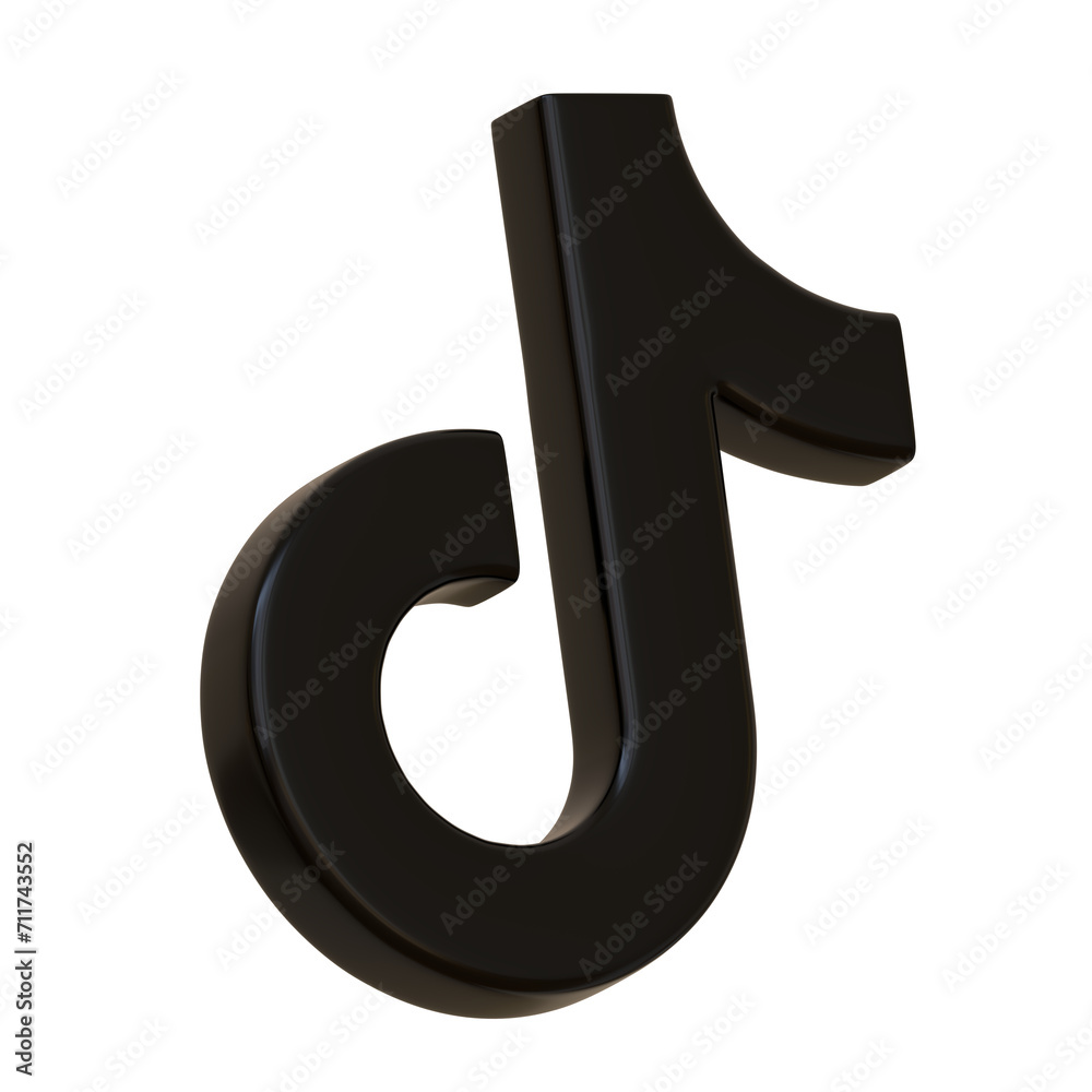 Black volumetric Tik Tok icon isolated on white background. TikTok logo ...