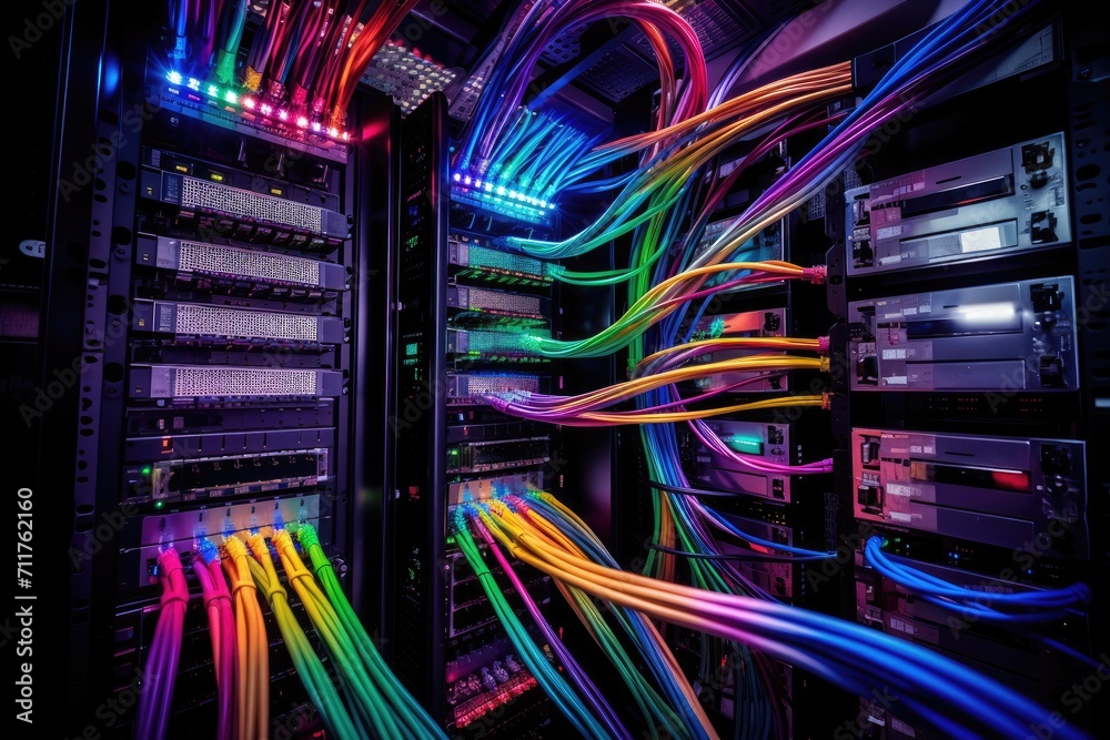 Inside View of Server With an Abundance of Wires and Connections ...