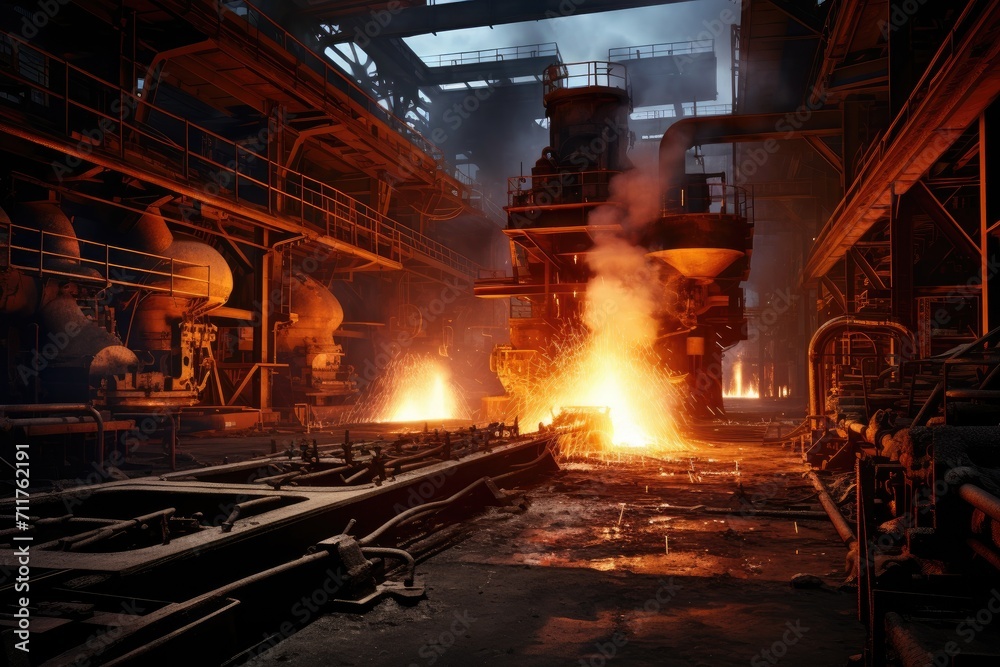 The image showcases a bustling factory filled with numerous machines ...