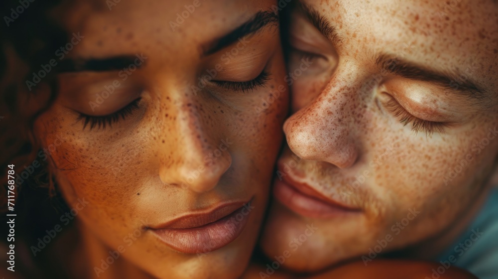 Empathy and Connection Concept, Close-Up of Two People Hugging, Eyes ...