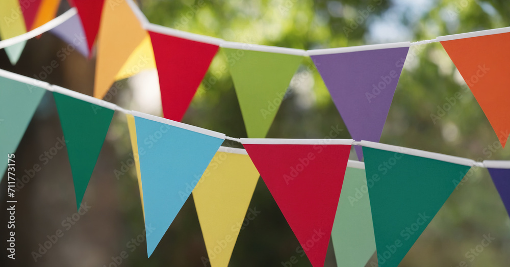 Vintage carnival flag garland in bright colors, perfect for birthday ...