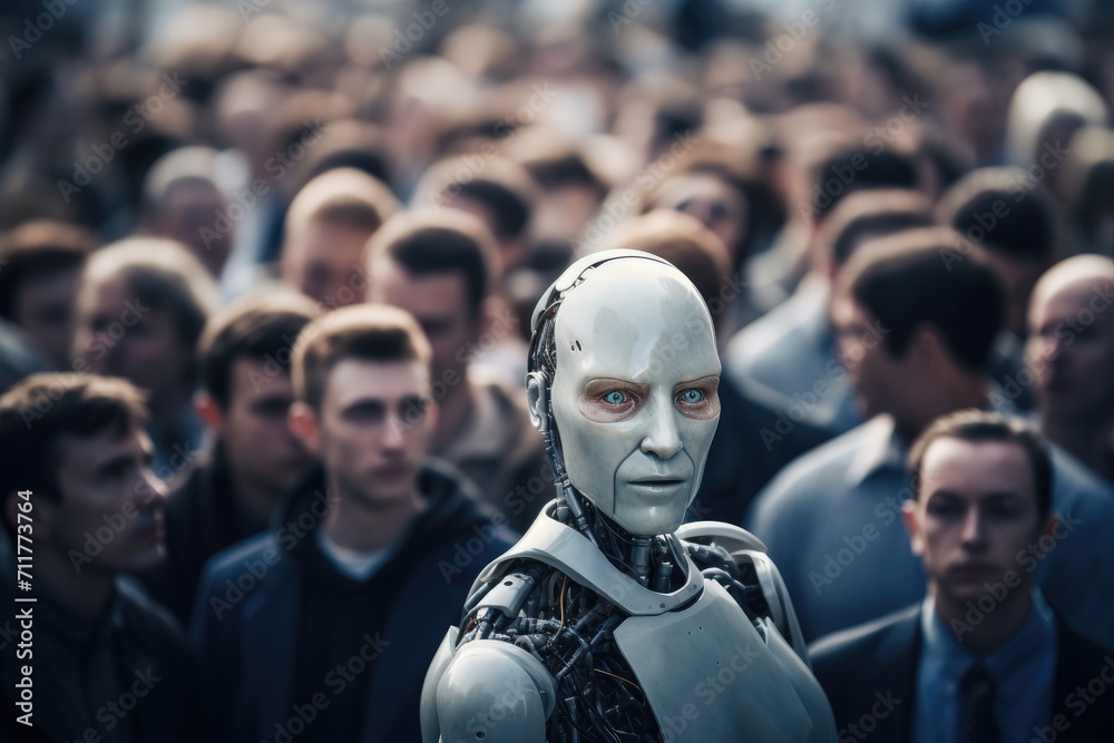 A diverse group of people standing in a circle around a modern-looking ...