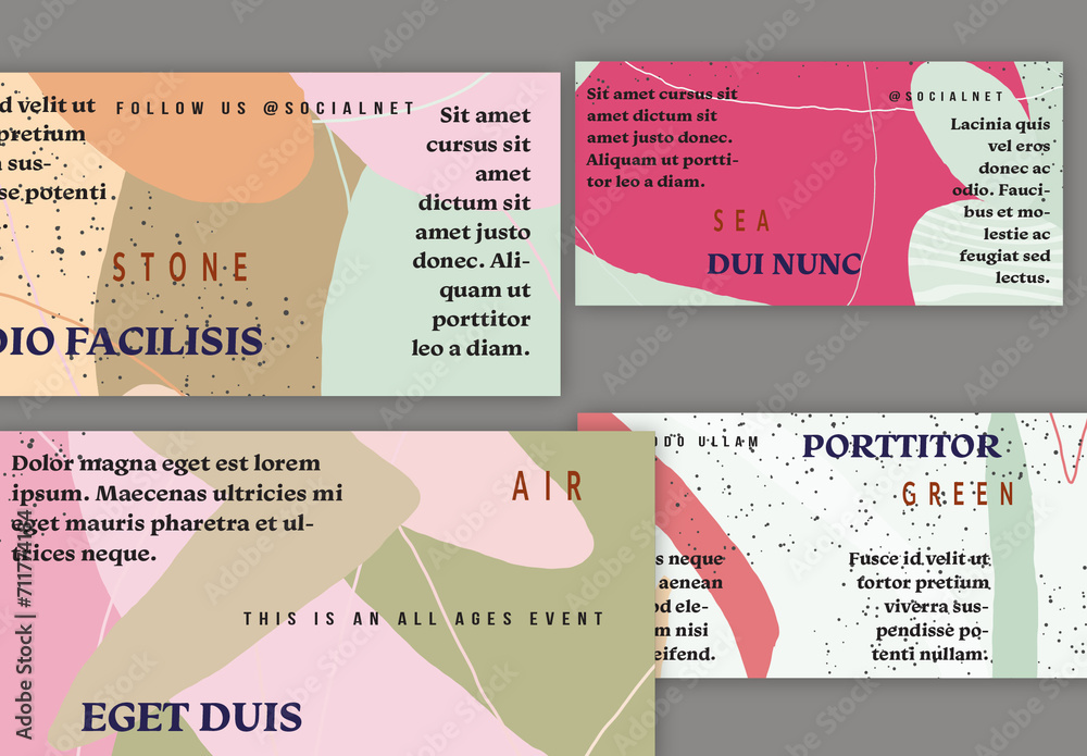 Web Banner Layout Overlapping Blobs Textured With Spots And Lines Stock ...