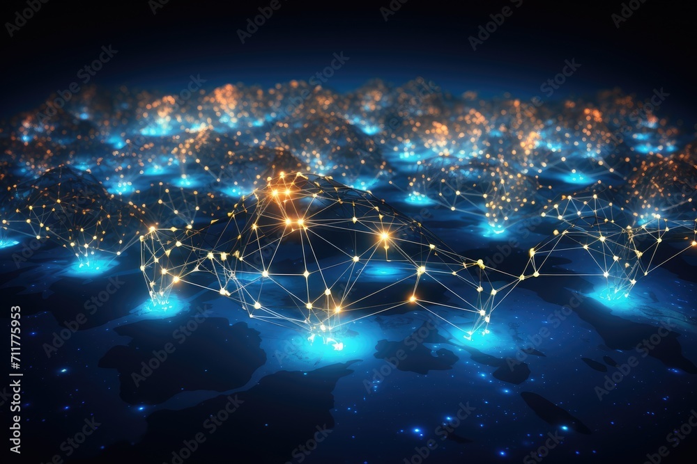 A visual representation of the world with multiple dots connecting ...