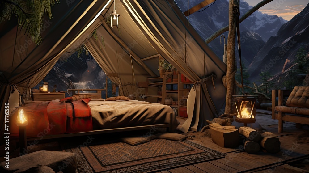 natural light inside the tent to create a warm and realistic atmosphere ...