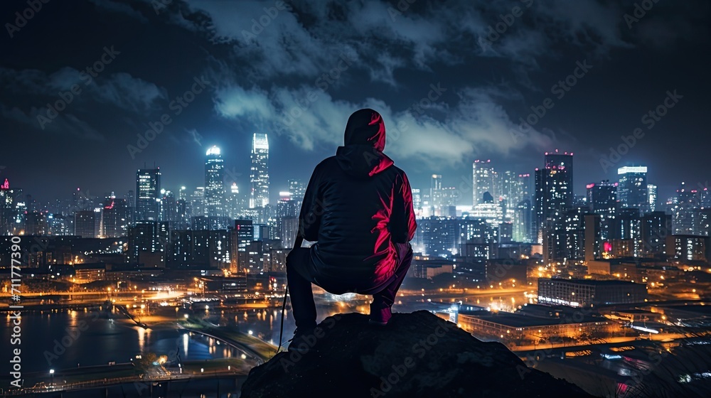 cityscape with neon lights a sturdy tripod and a photographer who wants ...
