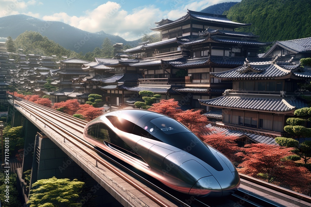 Witness the breathtaking sight of a bullet train as it races through a ...